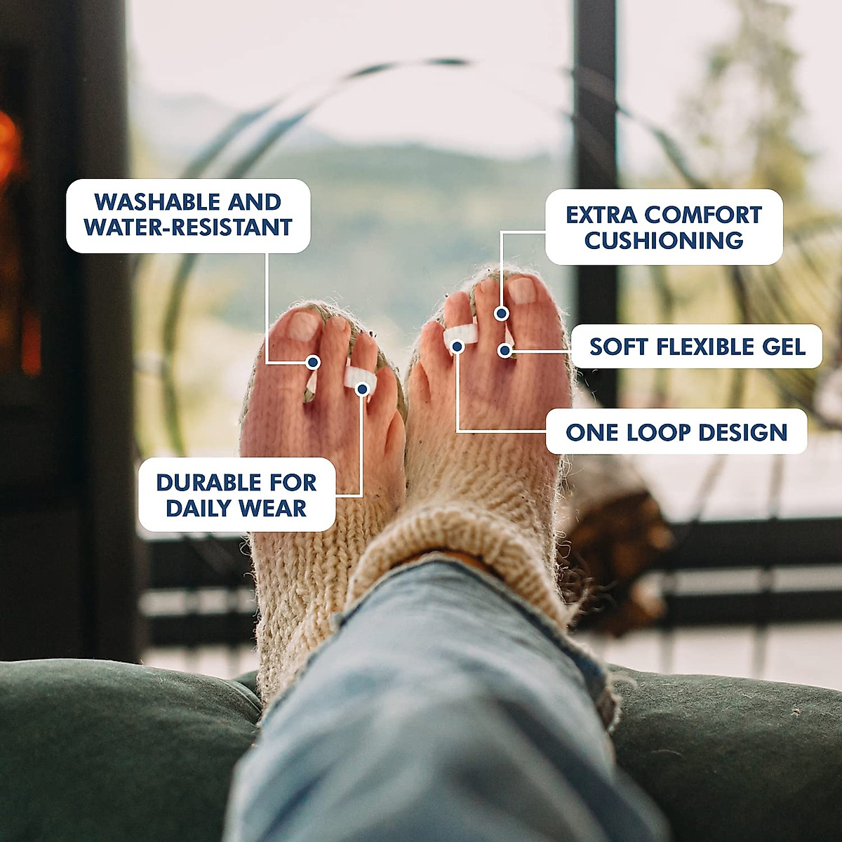 Dr. Frederick's Original Hammer Toe Gels - 2 Pairs - Hammer Toe Support Crest for Women & Men - Joint Realign - Cushion, Support & Temporary Splint - Crooked, Claw, Toe Brace - White - 1 Loop Design