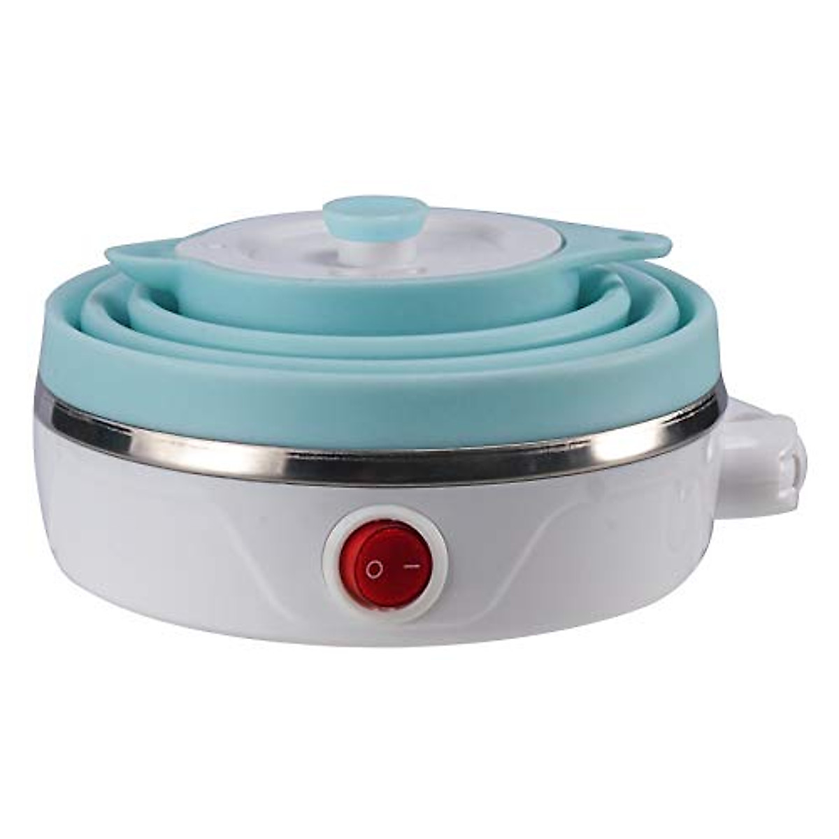 Travel Foldable Electric Kettle, Collapsible Electric Kettle Food Grade Silicone Small Electric Kettle Boiling water,Dual Voltage（600ml,110-220V US Plug） (Blue)