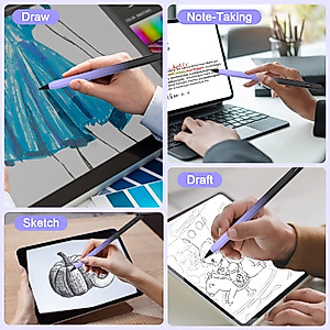Stylus Pen for iPad 2018-2023, 15mins Fast Charge Apple Pencil for iPad 9th&10th Generation, Apple iPad Pro 11&12.9", iPad 8/7/6th Gen, iPad Air 3rd/4/5th Gen, iPad Mini 5/6th Gen (Black Purple)
