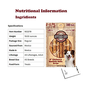 Butcher Shop Dot Treats Variety Pack of - Butcher Shop Collagen 8-in Chicken Twisted Roll Recipe Dog Jerky Treat, 9.88-oz Bag and Butcher Shop 8-in Chicken & Rawhide Rolls Recipe Dog Treat, 10-oz Bag