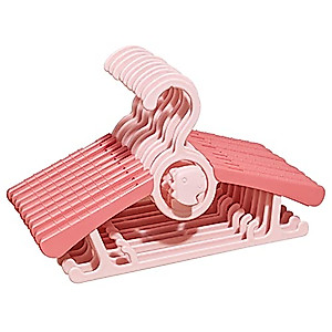 Bebamour Baby Nursery Closet Hangers Cute Baby Hangers for Girl Boy, 10pcs Toddler Kids Child Nursery Closet Hangers, Non-Slip and Extendable Laundry Infant Hangers for Newborn Clothes (Pink)