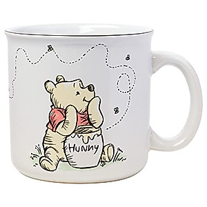 Silver Buffalo Disney Winnie the Pooh But First Hunny Piglet Ceramic Camper Mug, 20 Ounces