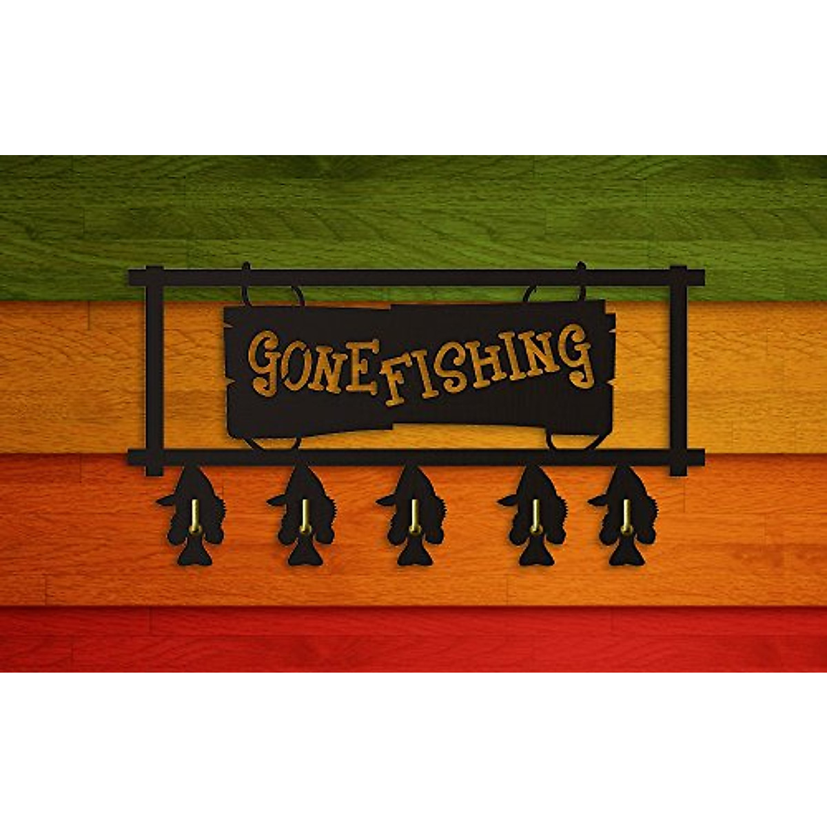 The Geeky Days Go Fishing Wood Coat Hook Creative Fishing Art Decor Wall Mounted Hanger Hooks for Bathroom Living Room Unique Gift for Fishmen