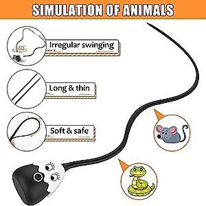 Petcronies Cat Wand Toy, Automatic Silicone Tail Teaser Toy 2 in 1, Electronic Interactive Cat Toy for Indoor Cats, Rechargeable Exercise Toy for Kitten-Black