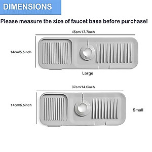 Gelecek Kitchen Sink Splash Guard, 17.7" x 5.5" Silicone Sink Faucet Mat, Sink Draining Pad Behind Faucet, Faucet Splash Catcher, Keep Kitchen and Bathroom Sinks Dry, Grey