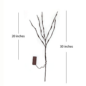DK177 2 Pack Led Branch Light Battery Operated Lighted Branch Vase Filler Willow Tree Artificial Little Twig Power Brown 30 Inch 20 LED for Home Romantic Decoration, Warm White