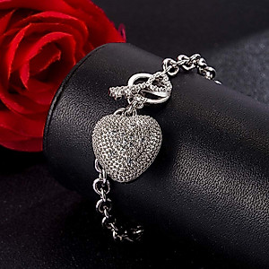 Dankadi New Products Women's 925 Sterling Silver Bracelet Fine Jewelry Shining Heart Bracelet 6 "7" 8" Solid Silver Accessories Birthday Party Gift (8)