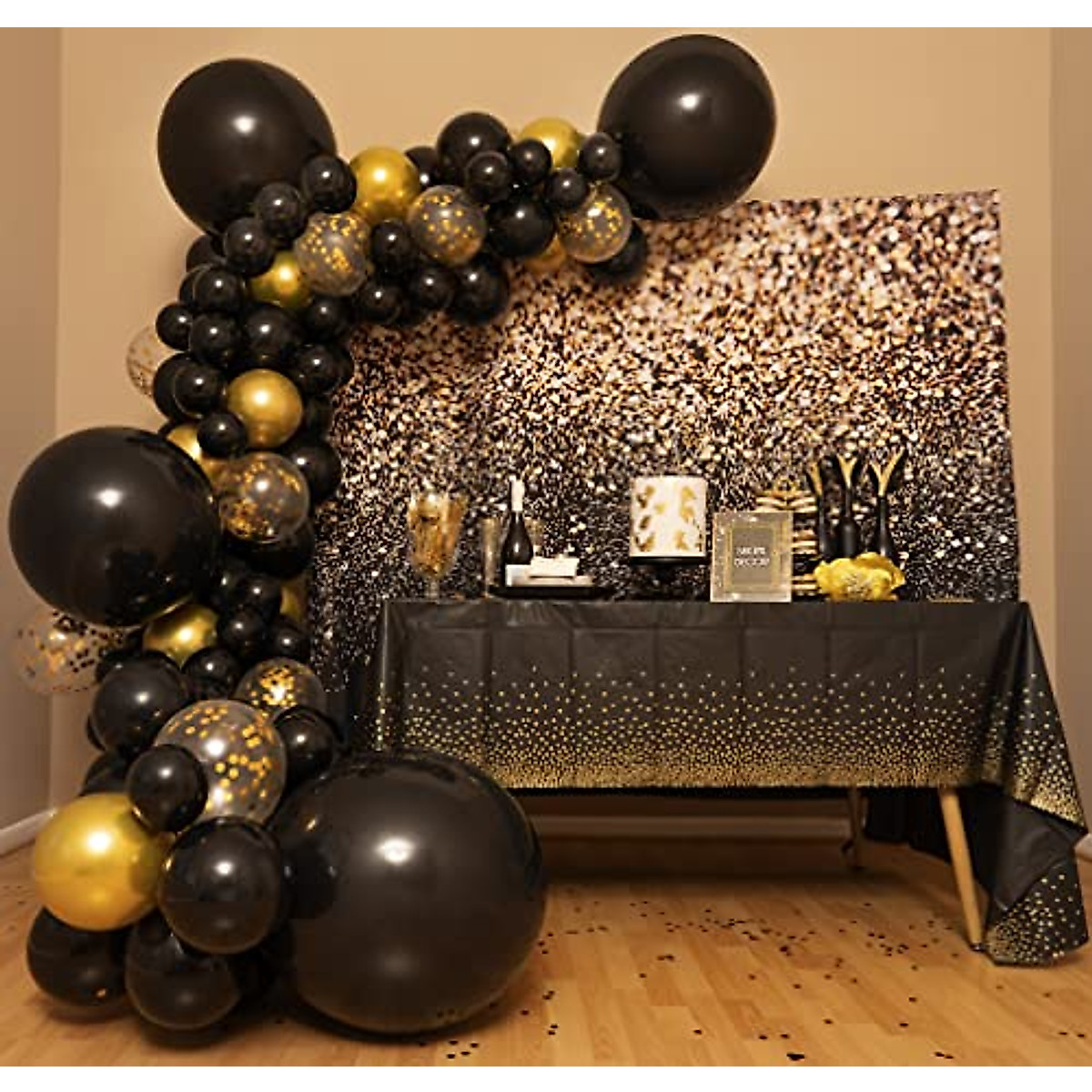 115pcs – Black and Gold Balloon Garland Kit & Arch – Black Gold Balloons Party Decorations – Balloon Arch for Gold and Black Birthday, Graduation, New Years, NYE, Retirement, Wedding, Anniversary