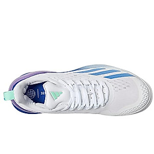 adidas Women's Adizero Cybersonic Sneaker, White/Blue Fusion/Pulse Mint, 7.5
