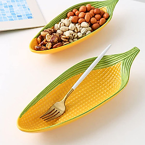 FOMIYES Ceramic Corn Trays, Corn on The Cob Dish, The Cob Porcelain Corn Dishes Corn Holders Appetizers Plate for Home and Kitchen