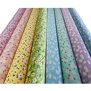 18" x 22" Fat Quarters Quilting Cotton Fabric Bundles for Sewing, 8 PCS Flowers