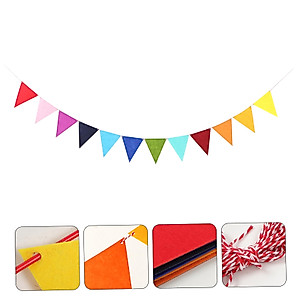Abaodam 36 Pcs Triangle Felt Flag Rainbow Banners Birthday Party Banner Triangle Bunting Flag Felt Bunting Baby Shower Banner Fabric Pennant Banners New Year Child Decorations Multicolor