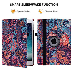 iPad Case Fit 2018/2017 iPad 9.7 6th/5th Generation - 360 Degree Rotating iPad Air Case Cover with Auto Wake/Sleep Compatible with Apple iPad 9.7 Inch 2018/2017 (National Wind)
