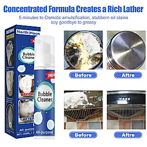 LINIREAU 2 Pcs bubble cleaner, Foaming Heavy Oil Stain Cleaner, Kitchen Deep Cleaning Spray, Stubborn Grease & Grime Remover For range hoods, ovens, grills, pots, sinks, and other furniture