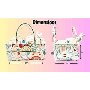 CielShop Baby Diaper Caddy Organizer Nursery Basket Set | Nursery Storage Bin and Car Organizer for Diapers and Baby Wipes (Floral)