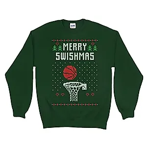 Basketball Ugly Christmas Sweater Merry Swishmas Holiday Sweater Basketball Player Coach Xmas Gift Basketball Lover Stocking Stuffer Gift