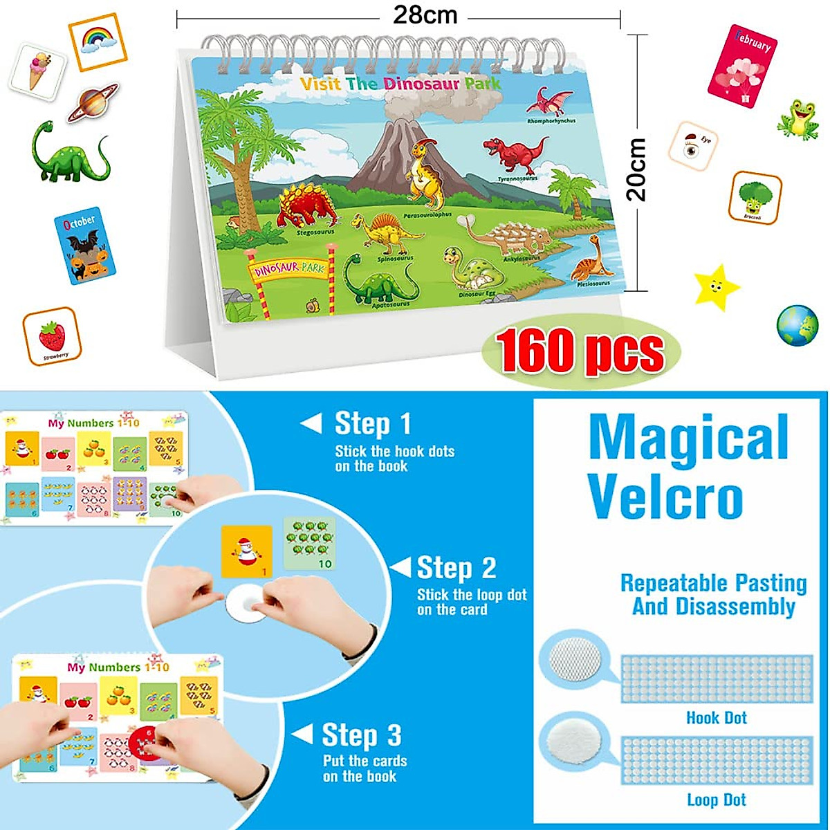 My Preschool Toys Gift for Kids & Toddlers Boy Girls,Reusable Waterproof Busy Book Quiet Book Activity Board Busy Educational Learning Toys Work Book(15 Themes-Style B)
