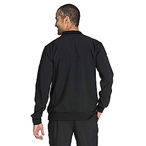 Cherokee Men's Zipper Warm-Up Jacket with Side Panels and Collar Cuffs CK305A, L, Black