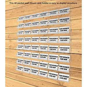 Wall Business Card Holder with Hanging Hardware for 3.5" x 2" Contact or Appointment Cards Trade Show Expos Real Estate Retail Stores 48 Pocket Clear Acrylic One Piece by Marketing