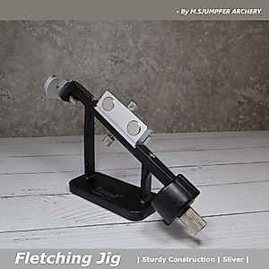 M.SJUMPPER ARCHERY Fletching Jig Adjustable Feathers Stick Tool with Straight Clamp for DIY Arrows Shafts (Silver + Black)