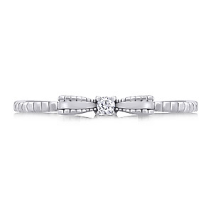 AFFY 14k White Gold Over Sterling Silver Round Shape White Cubic Zirconia Bow Ring Size 12.5