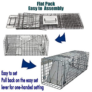 Humane Mouse Traps Indoor for Home, Heavy Duty Squirrel Trap Large Cage Trap for Live Animals, Squirrel, Raccoon, Galvanised Mesh Live-Catch Trap, Easy Installation and Use, 24" X 7.5" X 8.3"