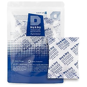 Dry & Dry 50 Gram[6 Packets] Silica Gel Packets Desiccant Packs Silica Gel Packs Silica Packets - Rechargeable Silica Packets, Moisture Absorbers, Silica Gel