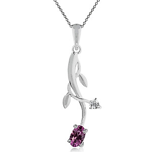 Silvershake Petite Simulated Color Change Alexandrite 925 Sterling Silver Vine Leaf Pendant with 18 Inch Chain Necklace
