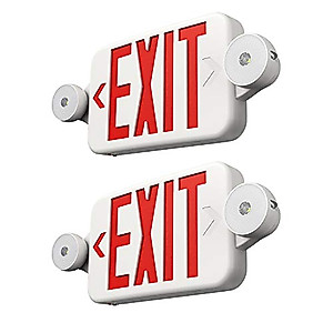 FREELICHT 2 Pack Exit Sign with Emergency Lights, Two LED Adjustable Head Emergency Exit Light with Battery, Exit Sign for Business