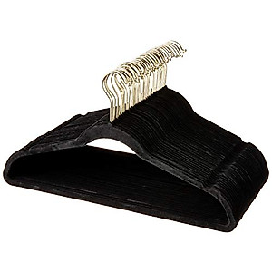 Inspired Living by Mesa Inspired Living Non-Slip Heavy Duty (35 Pack) Better Quality Holds Up to 22 Lbs-Each is 2.8 Oz / .20" Thick in Black/Gold HANGERS -VELVET- (80 Gm), (