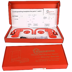 Tlongxia Murphy Bed Kit DIY Hardware with Coarse Gas Bumper Spring Frame Mattress Concealed for Semi-Automatic Foldable Cabinet Closet Bed Room Study Easy to Install (Vertical, Full)