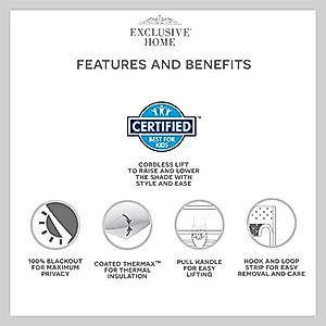 Exclusive Home Curtains Acadia 100% Blackout Polyester Roman Shade, 34"x64", Black