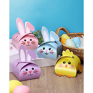 Easter Party Favor Boxes Easter Treat Boxes Bunny Party Decorations Easter Basket Bunny and Chicks Goodies Candy Gift Boxes for Easter Party Decorations Table Centerpieces Decor Supplies Set of 12
