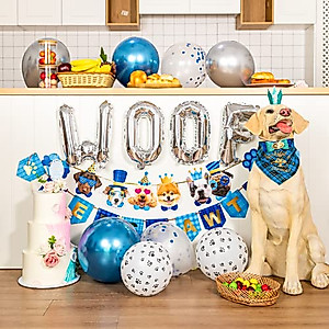Dog Birthday Party Decorations, Dog Birthday Hat/Bandana/Bowtie/Balloon/Flag/Banner for Small Medium Large Dogs Pets, Doggie Boys/Girls Birthday Party Supplies Decorations