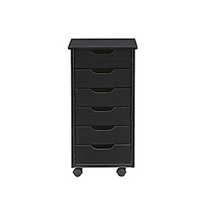 Linon Six Drawer Rolling Storage Corinne Cart, Black 6