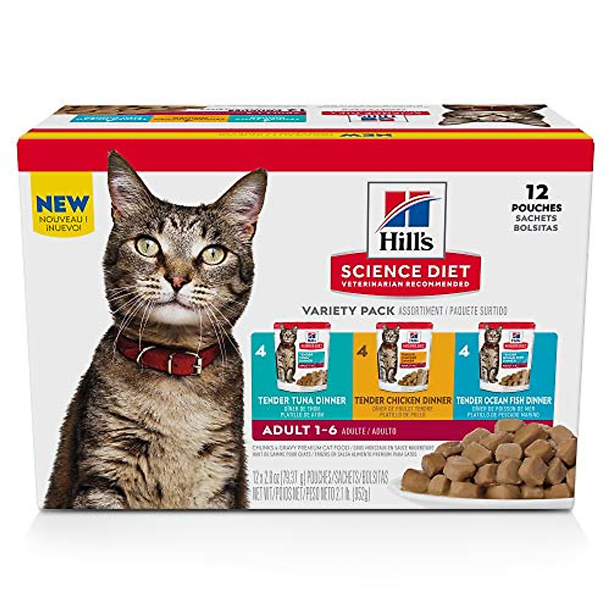 Hill's Science Diet Wet Cat Food Pouches Variety, Adult, 12 Count (Pack of 1)