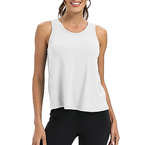 Bestisun Womens Open Back Yoga Shirts Running Shirts Athletic Wear Gym Exercise Dance Tops White S
