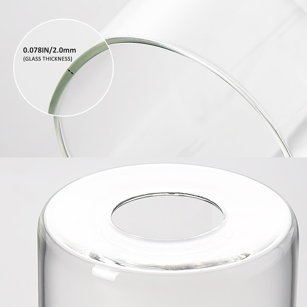 Clear Glass Shade, Cylinder Glass Lamp Shade Lampshade Replacement for Lighting Fixture, Ceiling Fans, Chandelier, Table Lamps, Wall Lamp