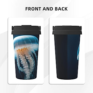 Insulated Coffee Mug Jellyfish 17oz Double Wall Vacuum Stainless Steel Tumbler With Leak-Proof Lid And Handle, Cute Travel Thermos Mug For Cold Hot Drinks
