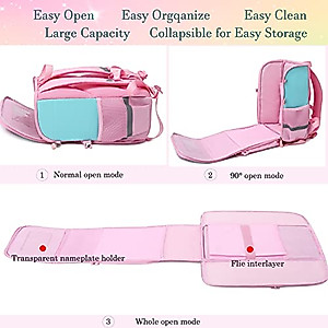 AO ALI VICTORY Unicorn Girls Backpacks for School Princess Bowknot Kids Bookbags Boys Dinosaur Backpack(Large, Pink)