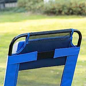 Outsunny Set of 2 Folding Patio Chairs, Camping Chairs with Adjustable Sling Back, Removable Headrest, Armrest for Garden, Backyard, Lawn, Blue