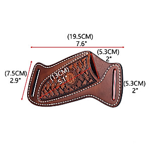 Tourbon Leather Fixed Blade Knife Sheath for Belt Knives Holder Cross Draw Right Side Carry Open Top EDC Tools Holster, Brown
