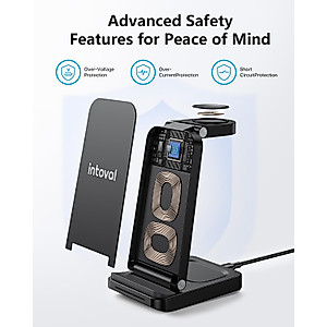 Intoval 3-in-1 Pixel Watch 1 Charger, Portable Wireless Charging Station for Google Pixel Watch 1, Pixel 8/8 Pro, Folding Charging Stand for Google Pixel Watch 1 gen (G3, Black)