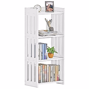 HAYOFAMY 4 Tier Bookshelf, Bookcase for Small Spaces, White Book Display Shelves, Kids Open Shelf Rack Storage Organizer for Living Room, Office, Bedroom, Kids Room and Bathroom