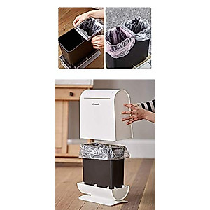 Modern Simple Design Bathroom Garbage Can Container with Lid and Plastics Bag Storage Dispenser Elegant Hygienic Wastebasket | Home Office Bedroom Kitchen Trash Bin Diaper Pail | Grey | 7L/1.8 Gal