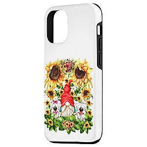 iPhone 13 White Dog Graphic For Yorkie Mom And Dad Sunflower Gnome Case