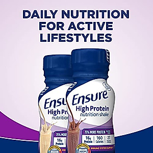 Ensure High Protein Nutritional Shake with 16g of Protein, Ready-to-Drink Meal Replacement Shakes, Low Fat, Vanilla, 8 Fl Oz (Pack of 24)