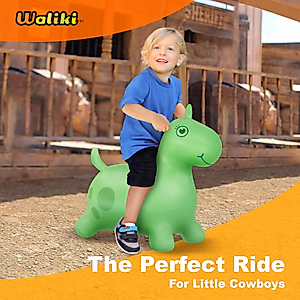 WALIKI Green Bouncy Horse for Kids | Inflatable Hopping Horse Ride-On Toy with Pump for Active Boys Ages 1, 2, and 3 | Balance & Sensory Ride-On Toy