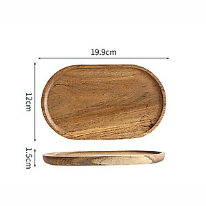 2 Pcs Wooden Plates,URMAGIC Japanese Style Wood Serving Tray,8 x 5 Inch Rectangle Bamboo Tray,Wooden Plain Tea Tray,Wooden Dessert Plate Cake Plate,Dinner Plates,Snack Fruit Decorative Tray