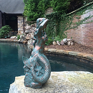 HomeStyles Large Classic Beach Mermaid on Rock 99391 Bronze Patina, 32" H